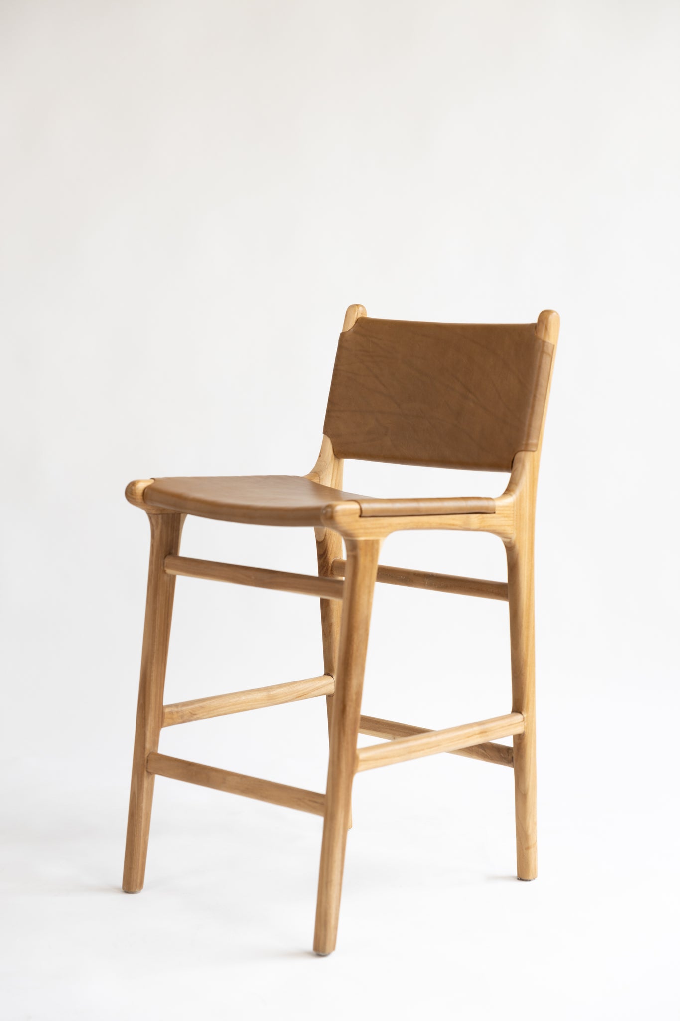 Dea Indonesian Teak and Leather Counter Stool – balè
